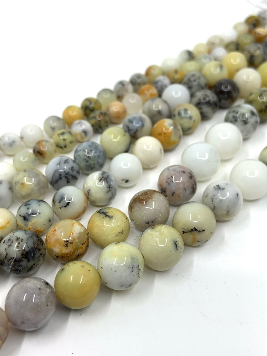 African Moss Dendritic Opal Beads