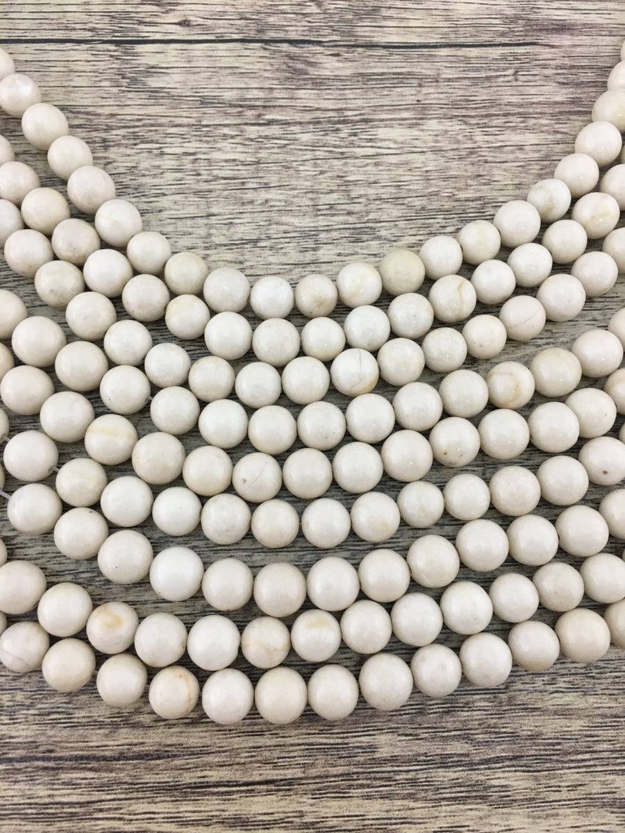 8mm Fossil Beads, Ivory Round Beads | Bellaire Wholesale