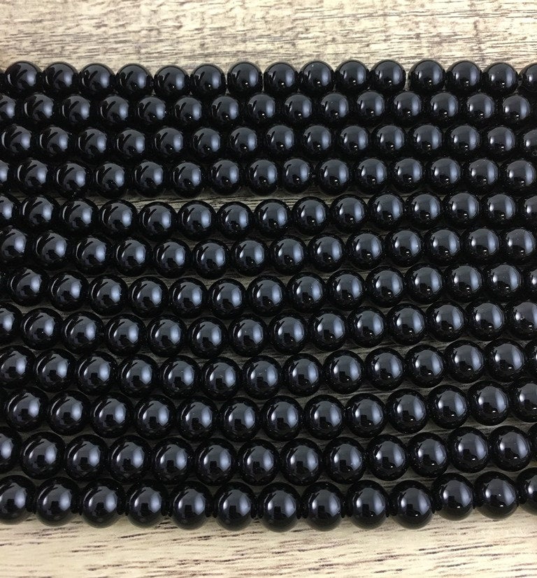 Shiny Onyx Bead, Black natural stone | Bellaire Wholesale