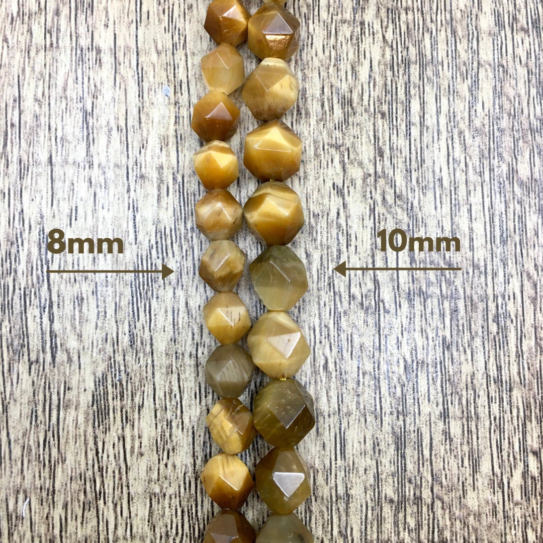 Honey Gold Tiger Eye diamond cut shape beads | Bellaire Wholesale