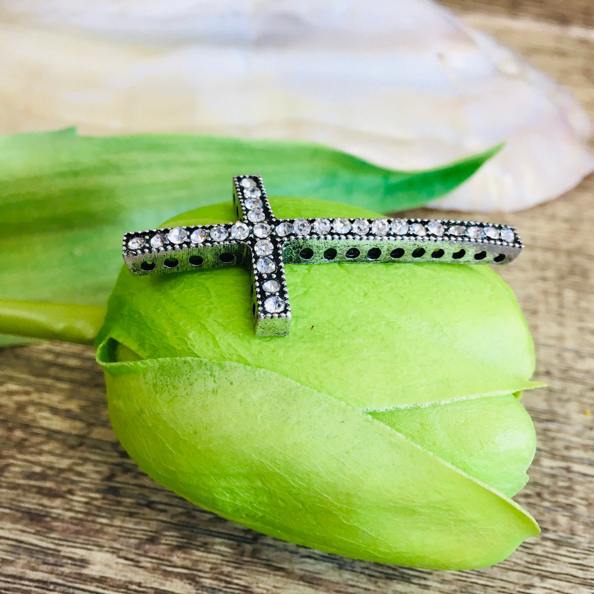 Rhodium Black Cross Connector | Bellaire Wholesale